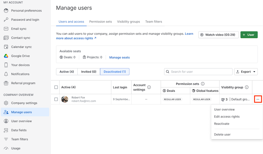 What Happens With The Data When A User Is Deactivated Or Deleted Knowledge Base Pipedrive